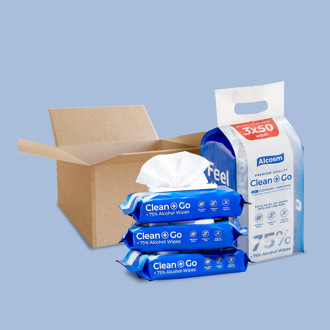 [Carton] Alcean 75% Classic Alcohol Wipes (50 Wipes x 8 Bundles x 3 Pa ...
